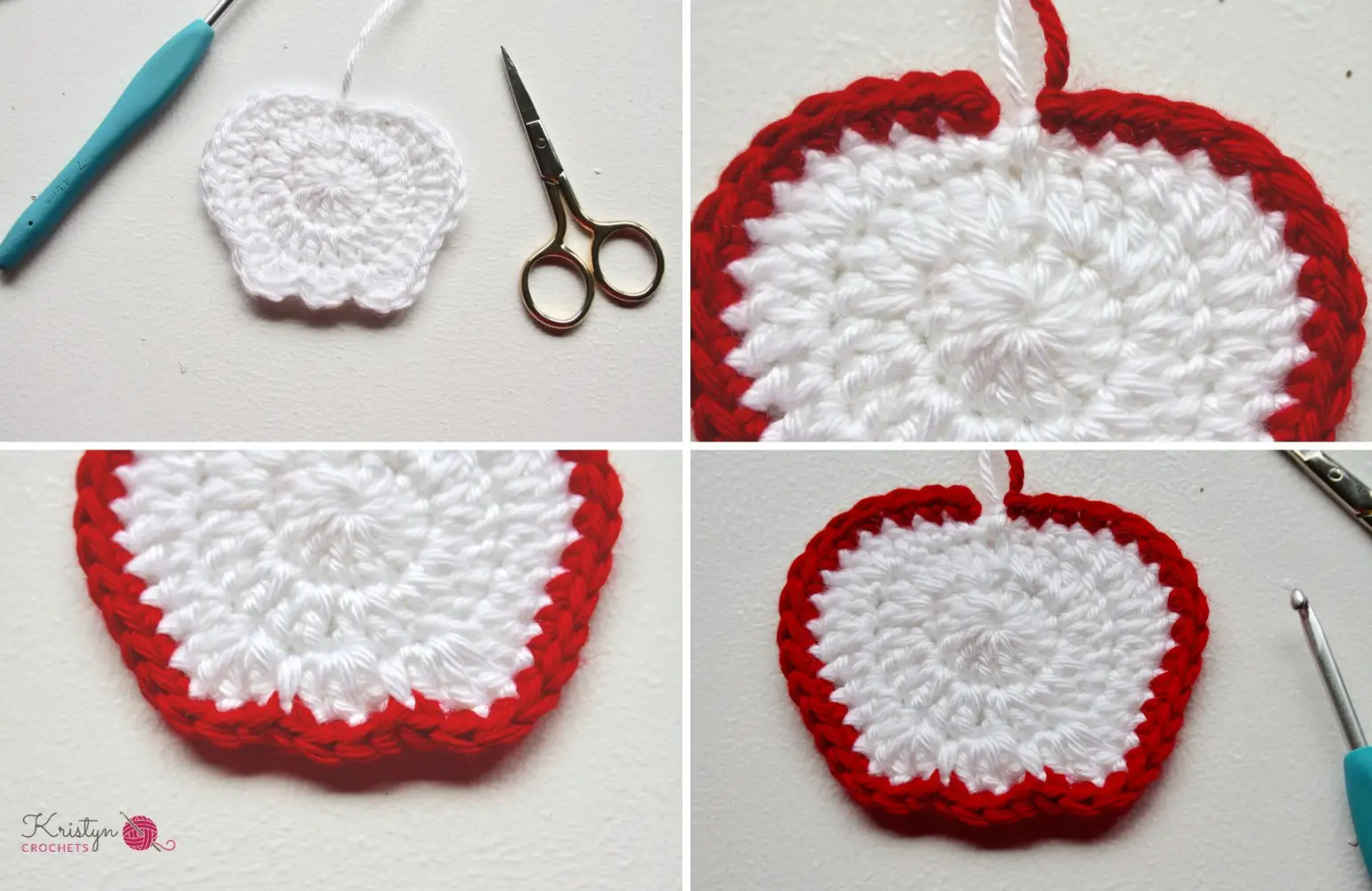 Apple Granny Square Free Crochet Pattern by Kristyn Crochets