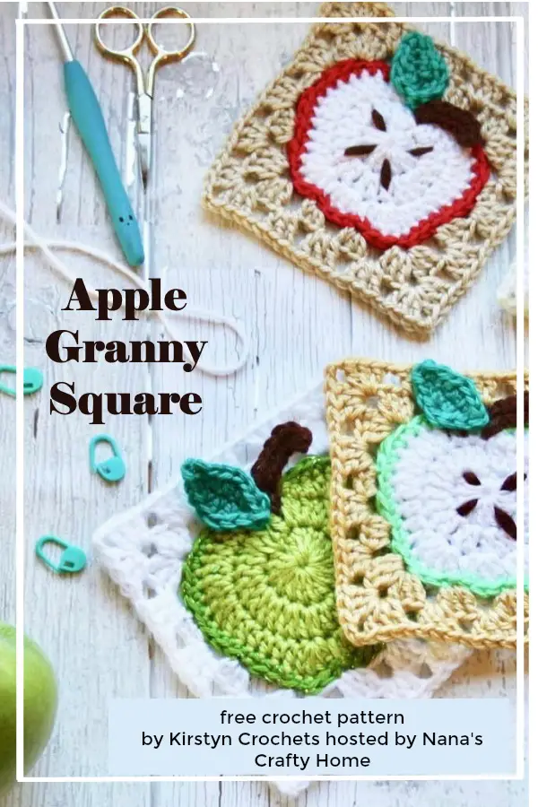 Apple Granny Square Free Crochet Pattern by Kristyn Crochets