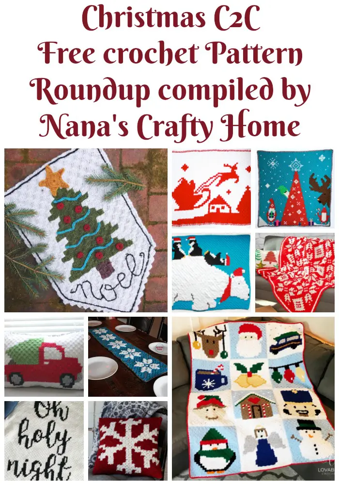 Free C2C Christmas crochet pattern roundup - Nana's Crafty Home