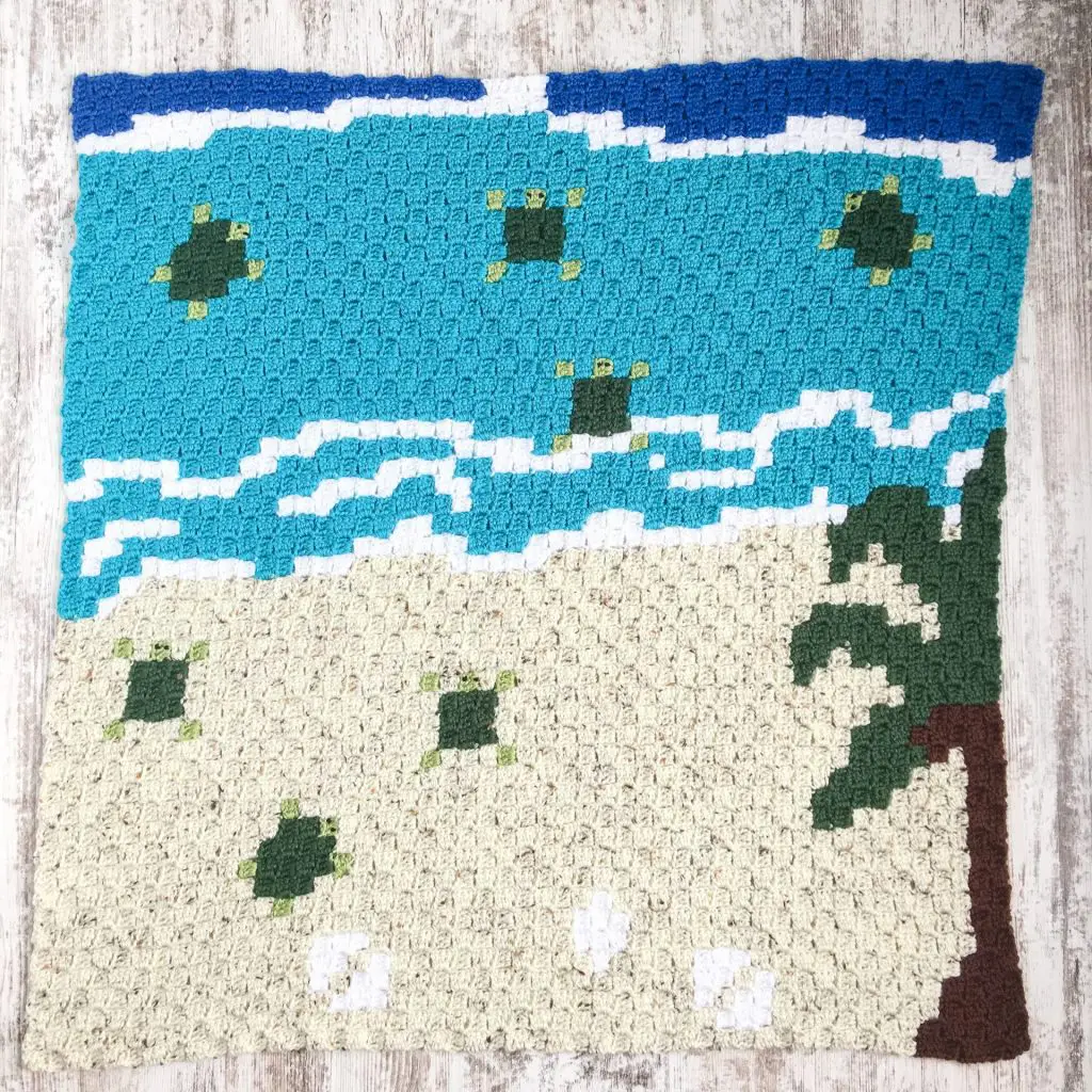 Sea Turtle Crochet C2C Blanket free crochet pattern - Nana's Crafty Home