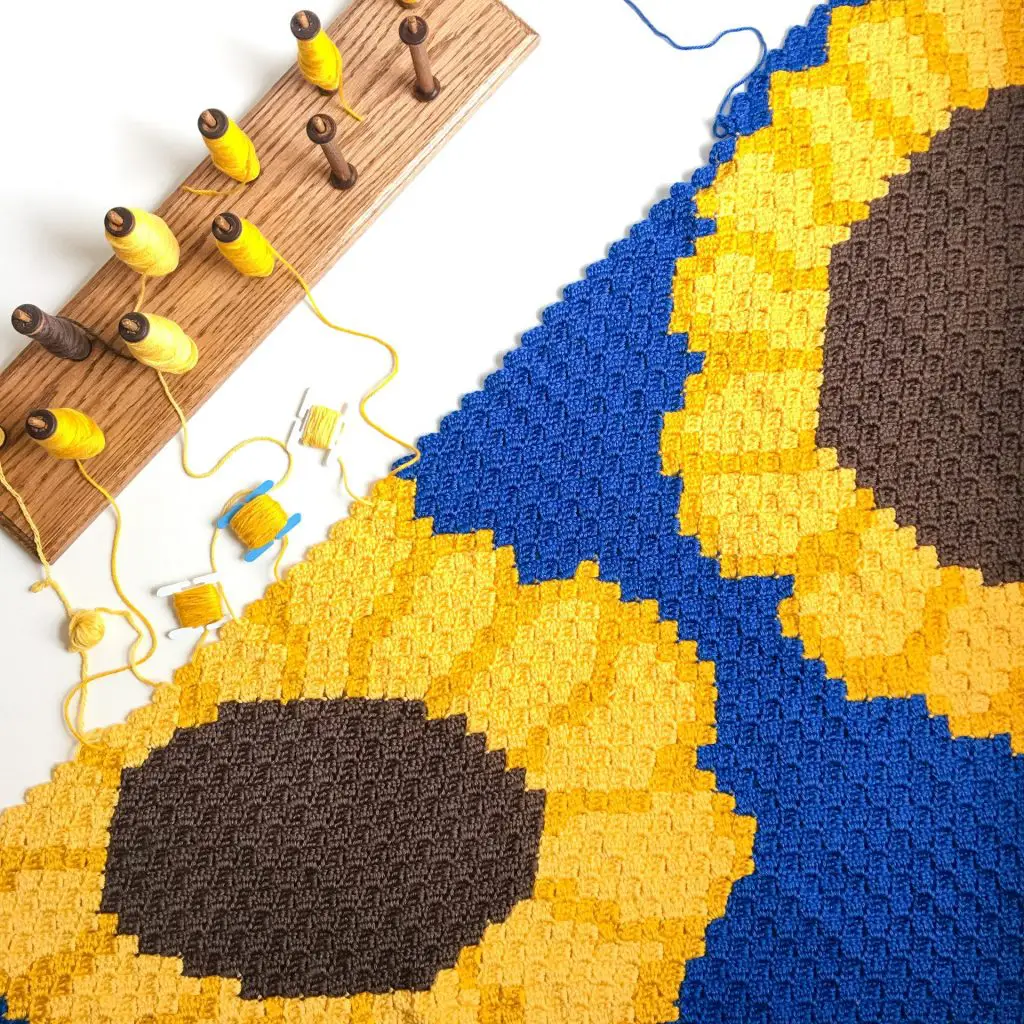 Sunflower Crochet Blanket free C2C crochet pattern
