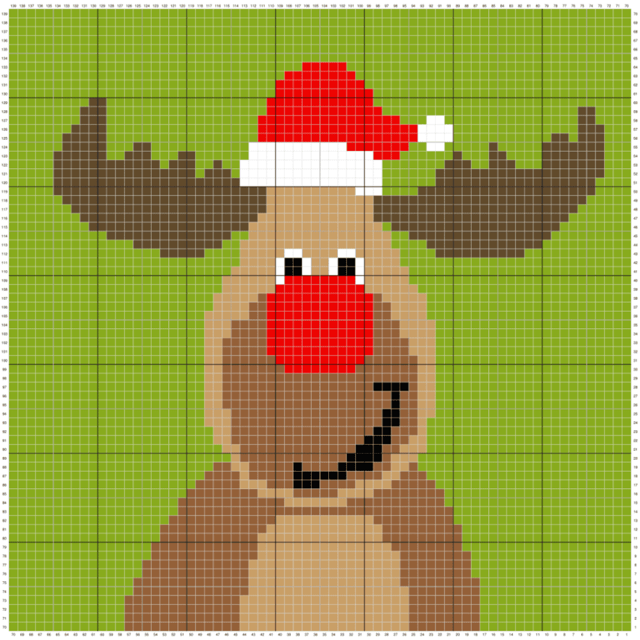 Crochet Moose C2C Christmas Blanket Free Crochet Pattern!