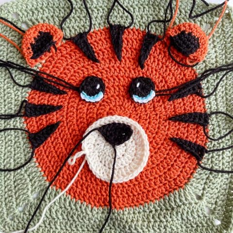 Crochet Tiger Square | Wildlife Animal Square CAL Part 2